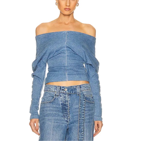 Alexander Wang | Tops | Alexander Wang Offshoulder Denim Top | Poshmark